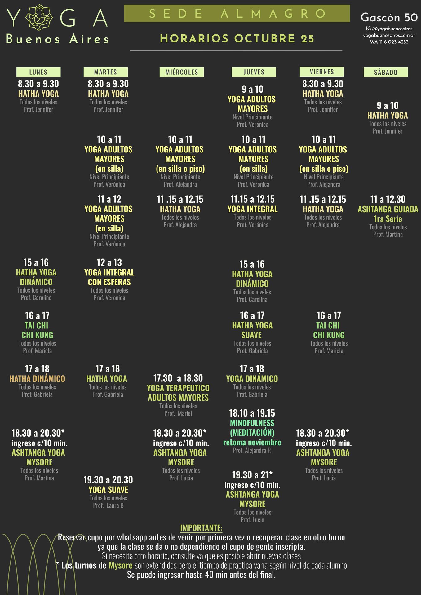 YOGA BUENOS AIRES, Sede Almagro y Sede Parque Centenario, Caballito